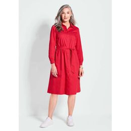 GOLDNER Kurzgr&ouml;&szlig;e: Elegantes Hemdblusenkleid mit Bindeg&uuml;rtel in rot | Gr.: 23