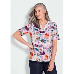 GOLDNER Blusenshirt Halbarmshirt mit Allover-Print in weiß / gemustert | Gr.: 44