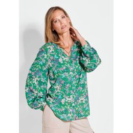 GOLDNER Bluse Florale Viskosebluse Langarm in grün / gemustert | Gr.: 42