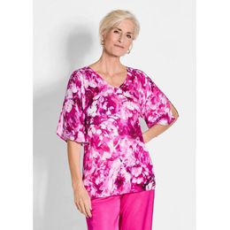 GOLDNER Bluse Viskosebluse mit floralem Design in pink / weiß / geblümt | Gr.: 42