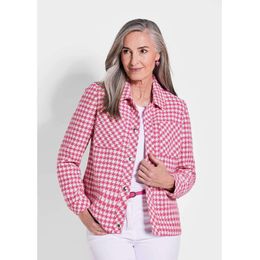 GOLDNER Blazer mit Hahnentrittmuster in pink / wei&szlig; / gemustert | Gr.: 52