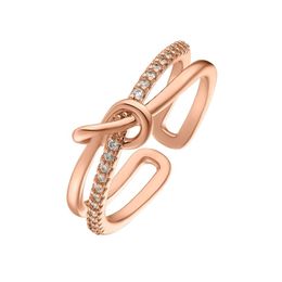 Steel_Art Ring mit Steinen Zina silberfarben poliert in rosegoldfarben | Gr.: 54