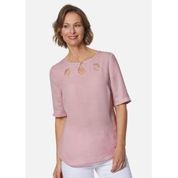 GOLDNER Bluse Feminine Bluse mit aufregender Ausschnittlösung in rosenquarz | Gr.: 44