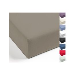 Mistral Home Perkal &Auml;gyptische Baumwolle Spannbettlaken Laken in Taupe | Gr.: 90-100 x 200 cm