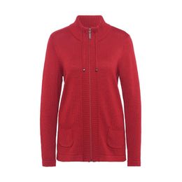 GOLDNER Kurzgr&ouml;&szlig;e: Herbstcardigan mit Rei&szlig;verschluss in rubinrot | Gr.: 24