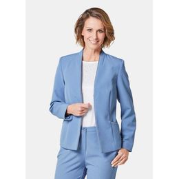 GOLDNER Blazer mit feinen Kontrastpaspeln in taubenblau | Gr.: 40