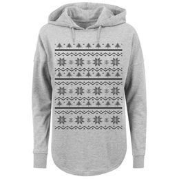 F4NT4STIC Oversized Hoodie Scandinavian Muster Weihnachten in grau | Gr.: XS