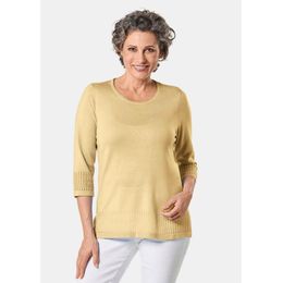 GOLDNER Leichter Ajour-Pullover mit Rollkante in pastellgelb | Gr.: 48