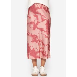 SASSYCLASSY Satinrock mit Batikdruck in Rosa | Gr.: L