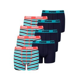 Puma Boxershorts JUNGEN BASIC BOXER Printed Stripes 8er Pack in Fluo Red / Blue | Gr.: 176