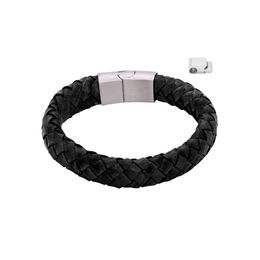 Steel_Art Herrenarmband Lederarmband Enno in schwarz | Gr.: 21 cm