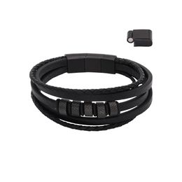 Steel_Art Herrenarmband Tuss silberfarben poliert in schwarz | Gr.: 23 cm