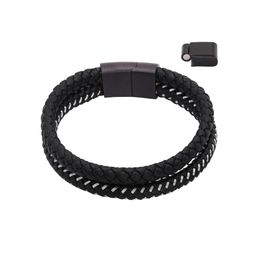 Steel_Art Herrenarmband Lederarmband Timon in schwarz | Gr.: 17 cm