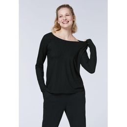 Detto Fatto Longsleeve im dezenten Ripp-Look in Schwarz | Gr.: 44-46