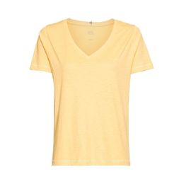 Camel Active T-Shirt mit V-Ausschnitt aus reiner Baumwolle in Gelb | Gr.: XS