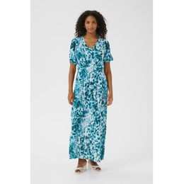 Kaffe Kleid KAisolde Regular fit in Teal Leopard Print | Gr.: 38