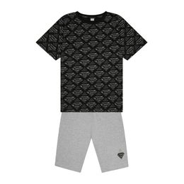 2tlg. Outfit: Schlafanzug Shirt und Shorts Superman All Over Logo in Mehrfarbig | Gr.: 158/164