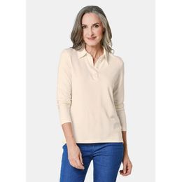 GOLDNER Langarm Poloshirt mit Schmuckband an Knopfleiste in cremewei&szlig; | Gr.: 52
