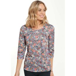 GOLDNER Printshirt mit Blumenmuster in grau / bunt | Gr.: 40