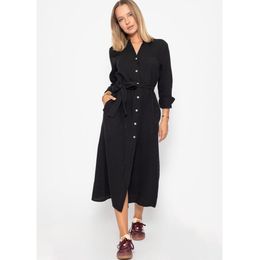 SASSYCLASSY Maxi Musselin Blusenkleid in Schwarz | Gr.: M