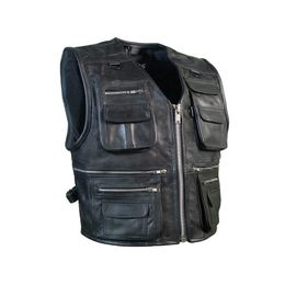 PAULGOS Lederweste Biker Kutte Echtleder BW11 in Schwarz | Gr.: 6XL