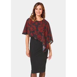 GOLDNER Elegantes Abendkleid mit Pailletten in schwarz / rot / gebl&uuml;mt | Gr.: 54