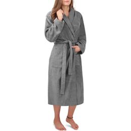 Normani Damen Premium Bademantel Basic in Grau | Gr.: XXL