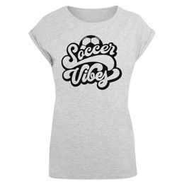 F4NT4STIC T-Shirt Soccer Vibes Typography Sporty Graphic in grau meliert | Gr.: XS