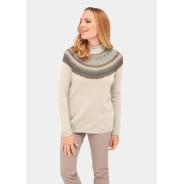 GOLDNER Pullover Norweger-Pullover mit wärmender Schurwolle in cremeweiß / gemustert | Gr.: 52