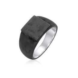 Kuzzoi Ring 925 Sterling Silber Siegelring in Schwarz | Gr.: 60