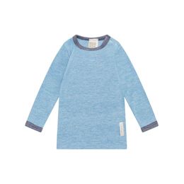 Comazo Earth Baby Shirt mit Wolle-Seide in Blau-Melange | Gr.: 86/92