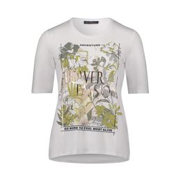 Betty Barclay Basic Shirt mit Rundhalsausschnitt in White/Khaki | Gr.: 44