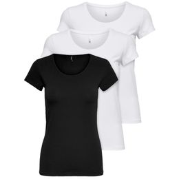 Only 3er-Set T-Shirt in White / white / black | Gr.: S