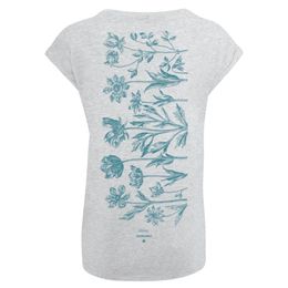 F4NT4STIC Extended Shoulder T-Shirt Blumenmuster Blau in grau meliert | Gr.: XL