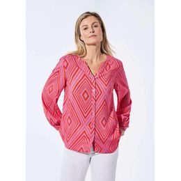 GOLDNER Kurzgr&ouml;&szlig;e: Viskose-Bluse mit Tunika-Ausschnitt in rot / pink / gemustert | Gr.: 21