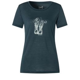 super.natural Shirt "Flower Boots" in Petrol | Gr.: XS