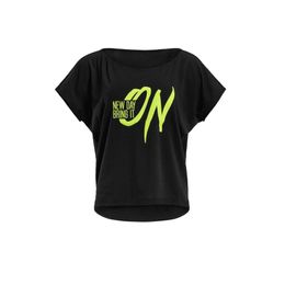 WINSHAPE Kurzarmshirt Ultra Light mit Glitzer-Druck MCT002 in schwarz/neon gelb | Gr.: S