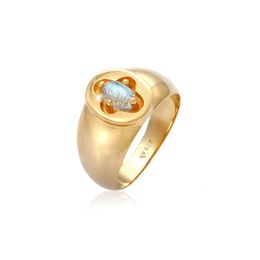 Elli Ring 925 Sterling Silber Siegelring in Gold | Gr.: 58