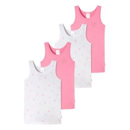 Schiesser Unterhemd / Top Kids Girls Feinripp Organic Cotton in Wei&szlig; / Rosa | Gr.: 128