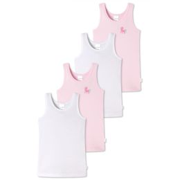 Schiesser Unterhemd / Top Kids Girls Feinripp Organic Cotton in Wei&szlig; / Hellrosa | Gr.: 140