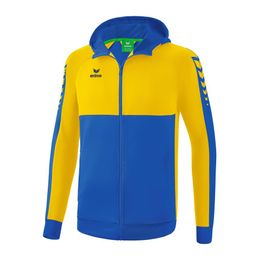 Erima Herren Six Wings Trainingsjacke mit Kapuze in new royal/gelb | Gr.: M