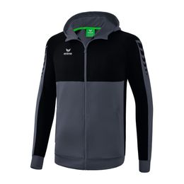 Erima Herren Six Wings Trainingsjacke mit Kapuze in slate grey/schwarz | Gr.: M