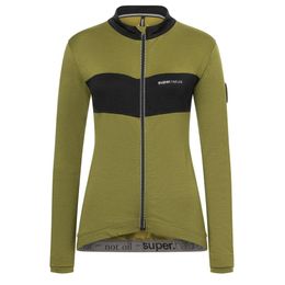 super.natural Merino Fahrradtrikot W GRAVA LS JERSEY in olivgr&uuml;n-schwarz | Gr.: XS