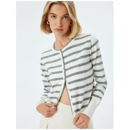 KOTON Cardigan in Grau Gestreift | Gr.: L