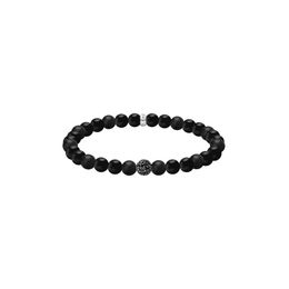 Thomas Sabo Bead-Armband Obsidian in silber, schwarz | Gr.: 19 cm