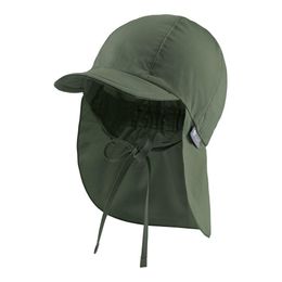 Sterntaler Schirmm&uuml;tze mit Nackenschutz einfarbig in dunkelgr&uuml;n | Gr.: 43 cm