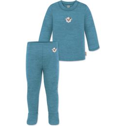 Normani Outdoor Sports Baby Merino Set Wollpullover und Unterhose in Blau | Gr.: 74
