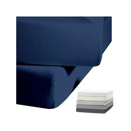 JACK Biber Spannbettlaken Spannbetttuch in Blau | Gr.: 90-100 x 200 cm