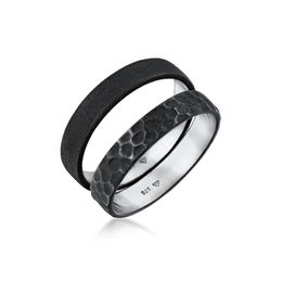 Kuzzoi Ring 925 Sterling Silber Ring Set in Schwarz | Gr.: 66