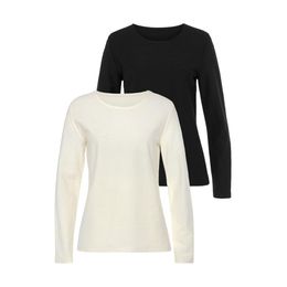 Lascana Langarmshirt in creme, schwarz | Gr.: 32/34